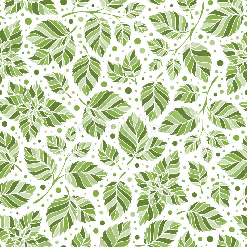 Hand Drawn Seamless Pattern with Mint Leaves Stock Illustration ...