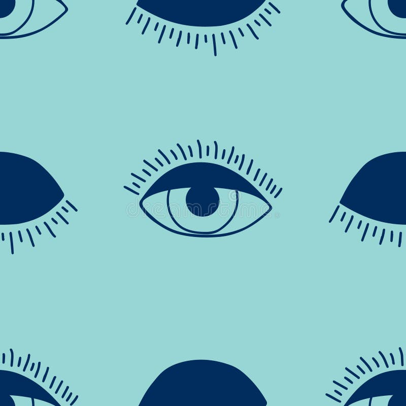 Hand Drawn Seamless Pattern with Open and Winking Eyes. Stock ...