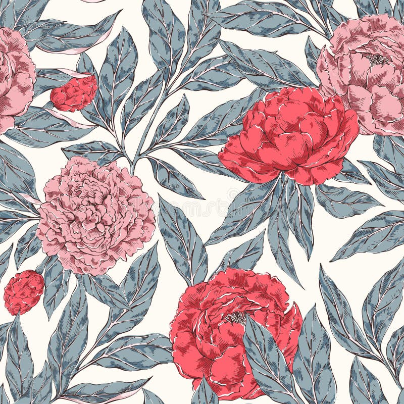 Seamless Peony Pattern stock vector. Illustration of bouquet - 137334818