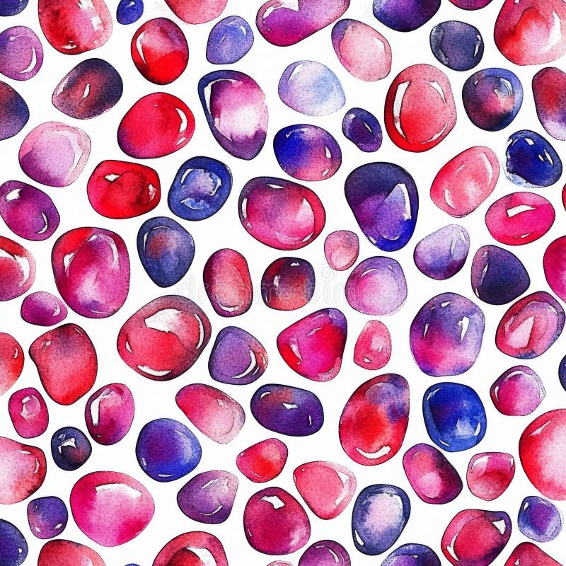 A Hand-drawn Seamless Pattern of Pink Shapes, Adorned with a Watercolor ...