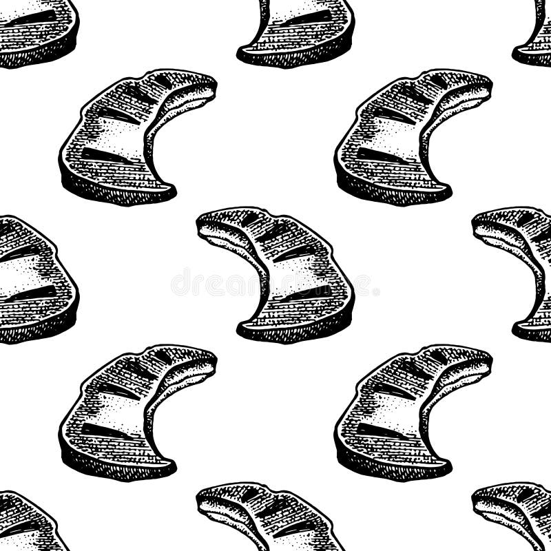 Hand Drawn Seamless Pattern of Raw Meat Stock Vector - Illustration of ...