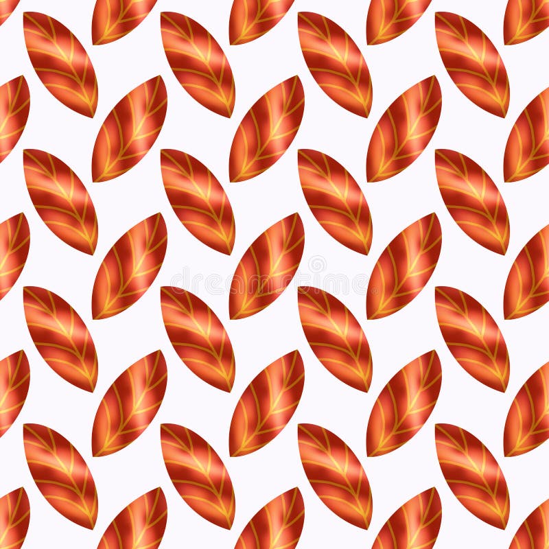 Hand-drawn Seamless Pattern with Red Leaves. Abstract Botanic Seamless ...