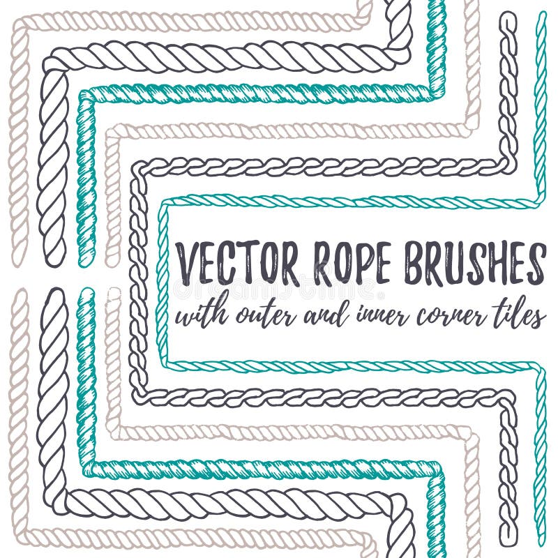 6 Hand Drawn Seamless Pattern Rope Brushes Stock Vector - Illustration ...