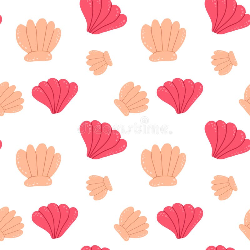 Hand Drawn Seamless Pattern with Shells. Stock Vector - Illustration of ...