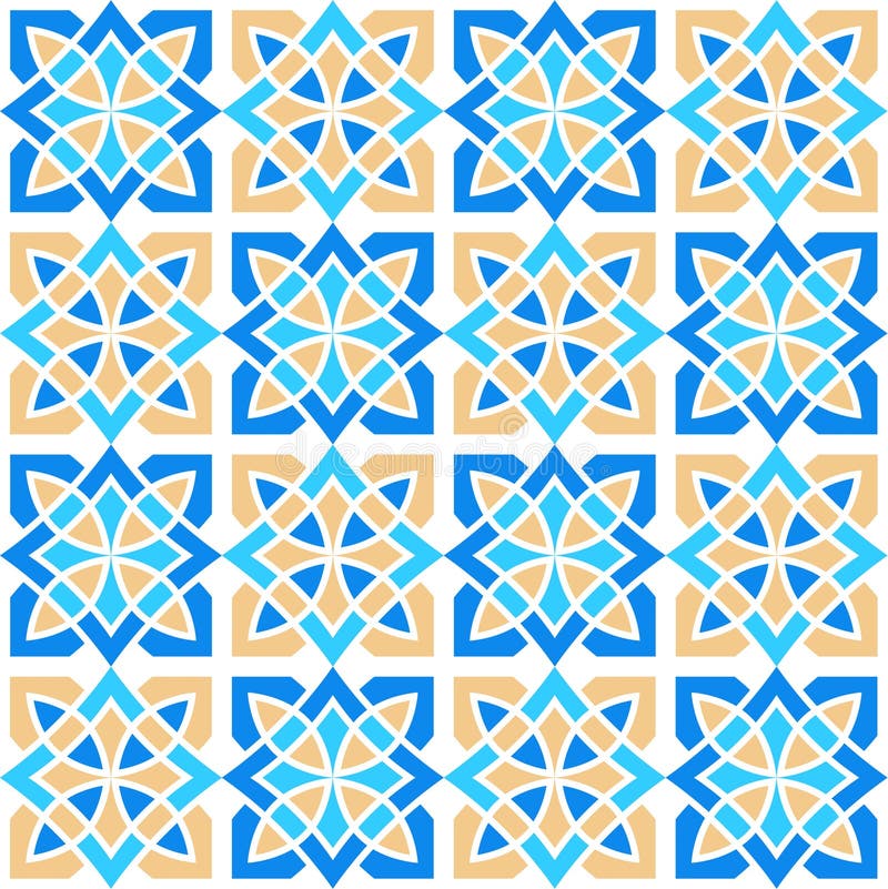 Hand Drawn Seamless Pattern of Square Ceramic Tile. Ornate Patchwork Pattern Design. Typical ...