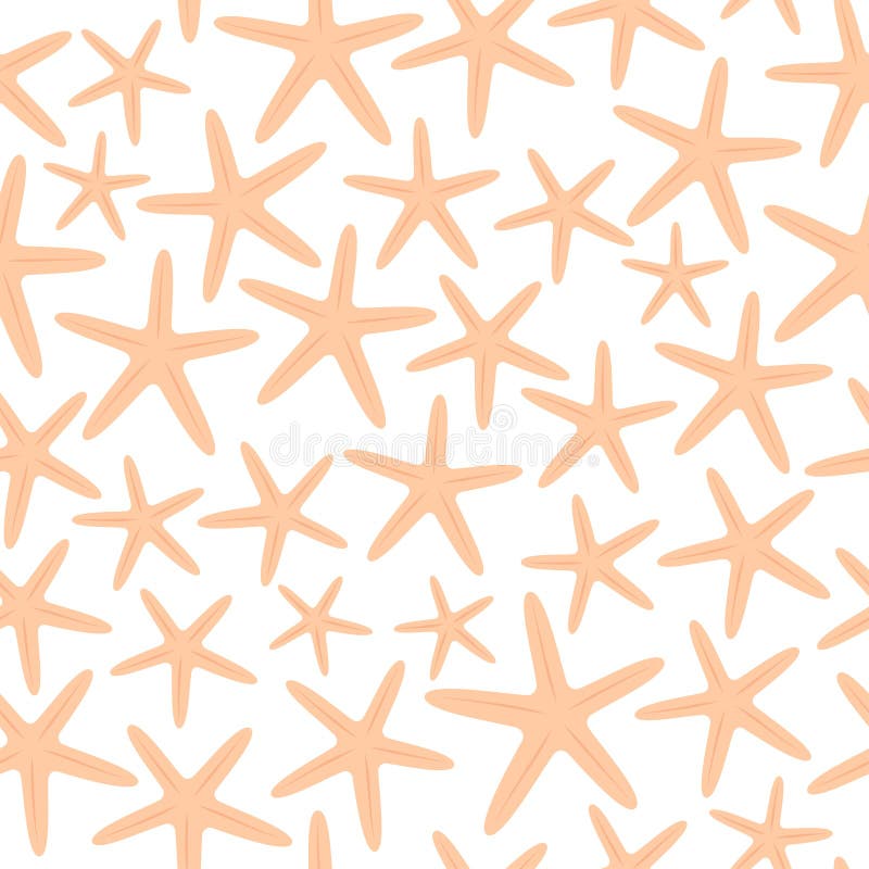 Hand Drawn Seamless Pattern with Starfish in Pastel Color Stock Vector ...