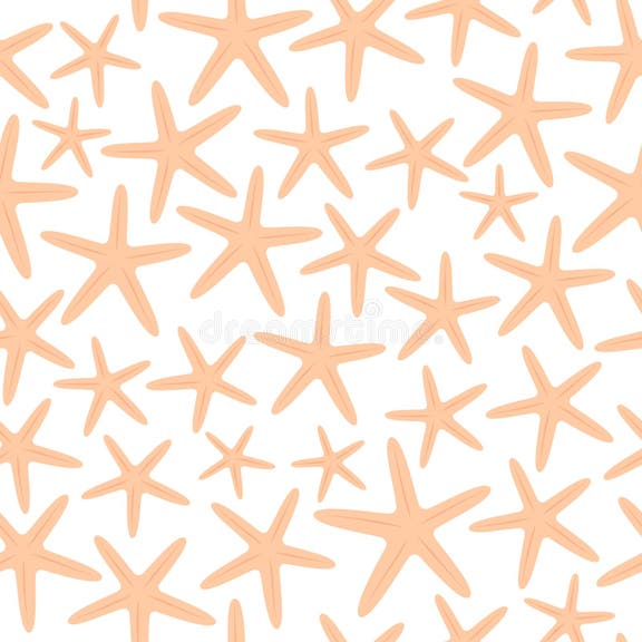 Hand Drawn Seamless Pattern with Starfish in Pastel Color Stock Vector ...