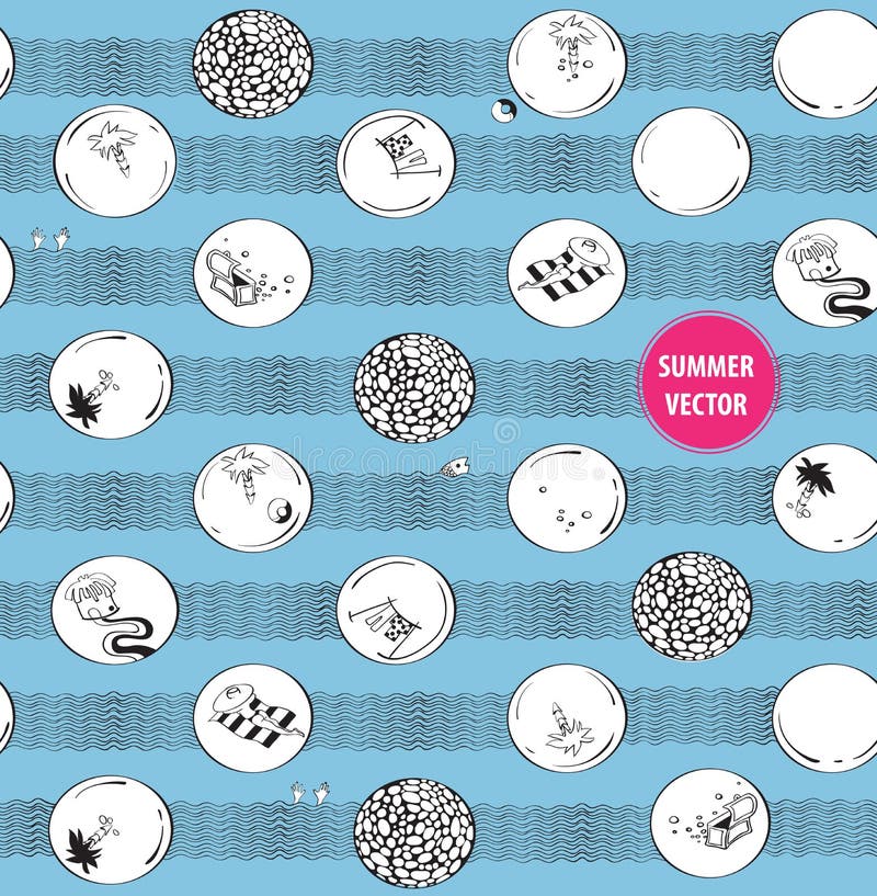 Hand-drawn Seamless Pattern with Summer Doodles Stock Vector ...