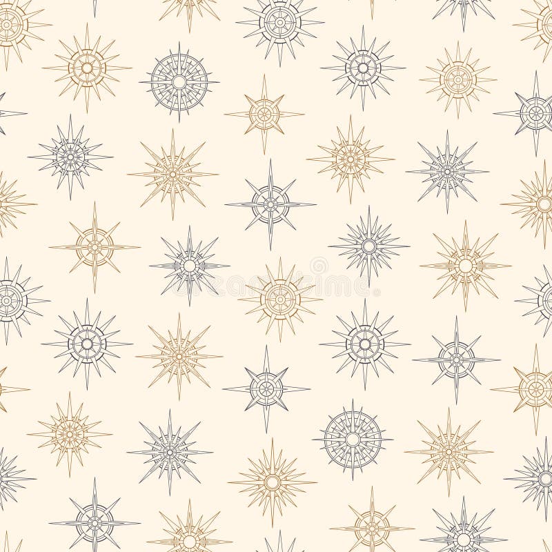Hand Drawn Seamless Pattern of Sun and Stars. Mystical Celestial ...