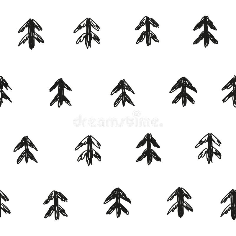 Hand Drawn Seamless Pattern with Triangles on White Background. for ...