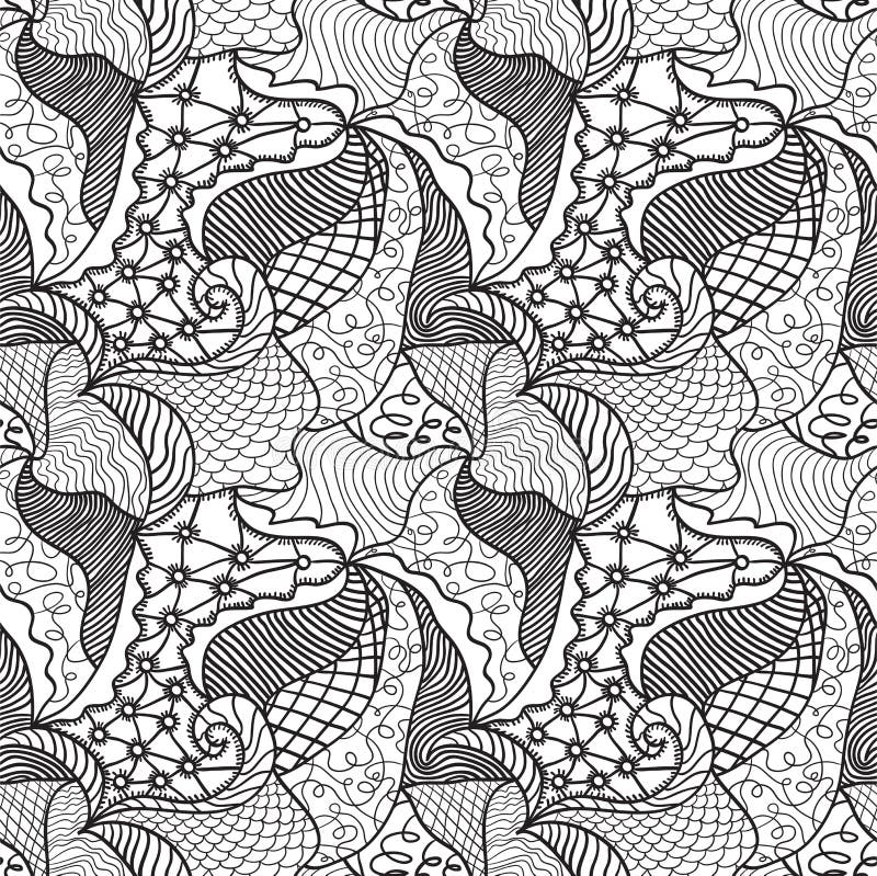 Hand Drawn Seamless Pattern Stock Illustration - Illustration of ...
