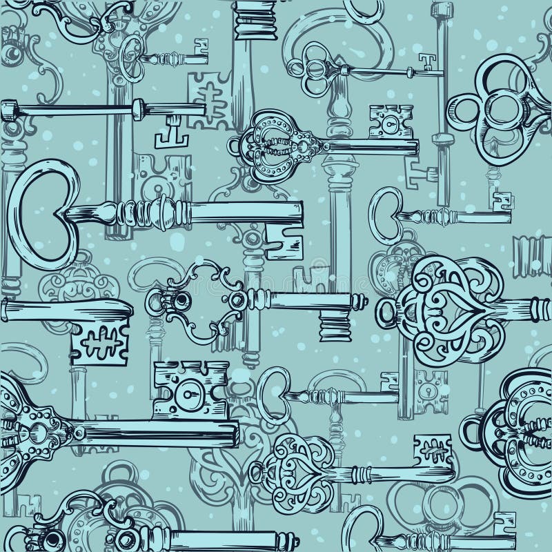 Flying Magic Keys, Vector Seamless Pattern. Bird`s Beautiful Win Stock ...