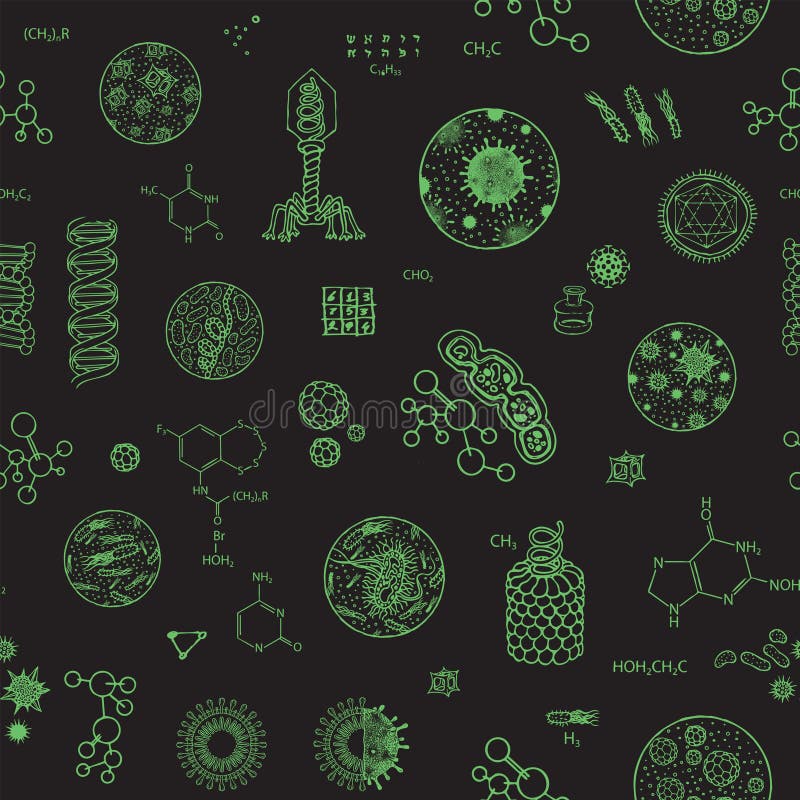 Hand Drawn Seamless Pattern on a Virus Theme Stock Vector ...