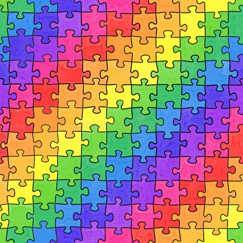 Seamless Puzzle Pattern with a Colorful Textured Background Stock ...