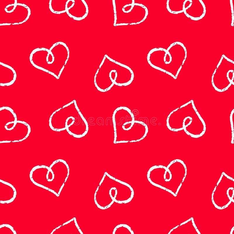 Hand Drawn Seamless Red Heart Pattern. Valentines Day Background Stock ...
