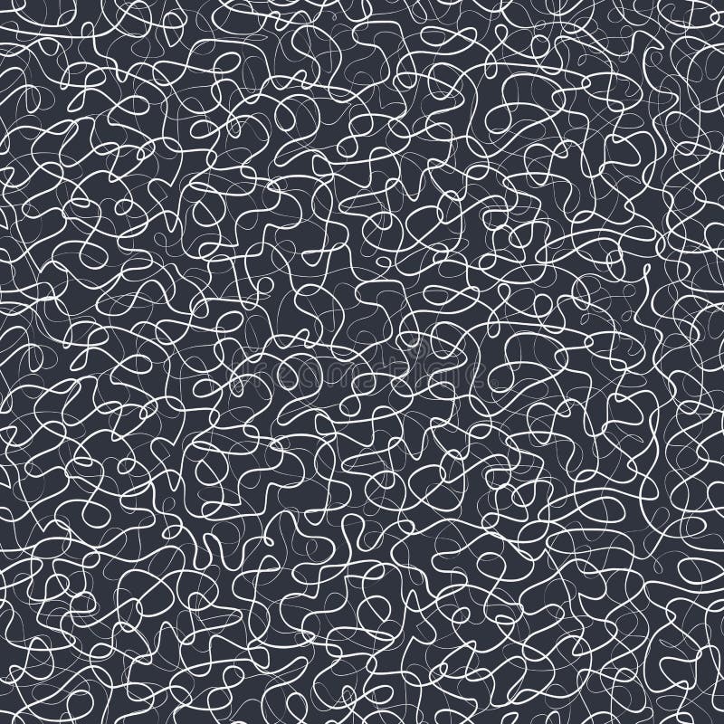 Hand Drawn Seamless Repeat Pattern of One Line. Chaotic Texture ...