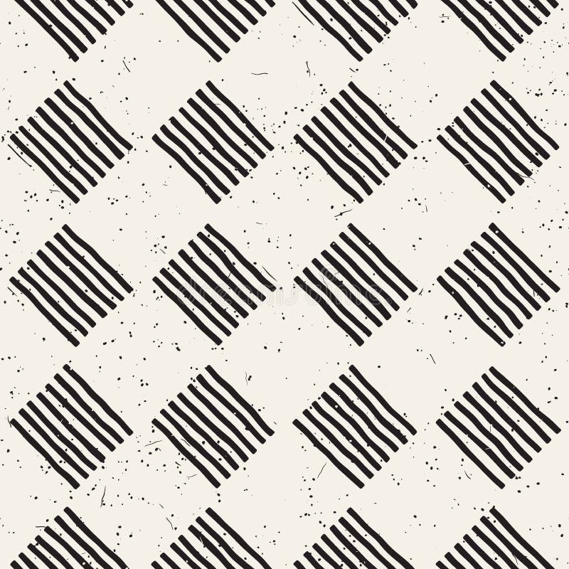 Hand Drawn Seamless Repeating Pattern with Checker Lines Tiling. Grungy ...