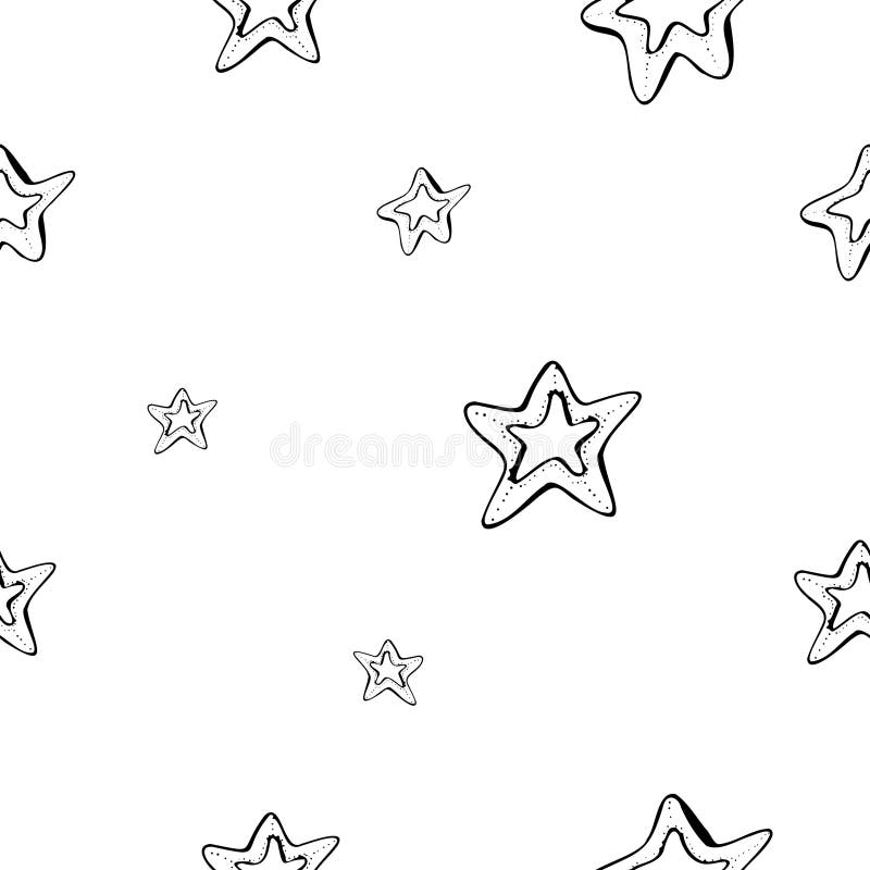 Hand Drawn Seamless Star Pattern with Ink Doodles. Stock Vector ...