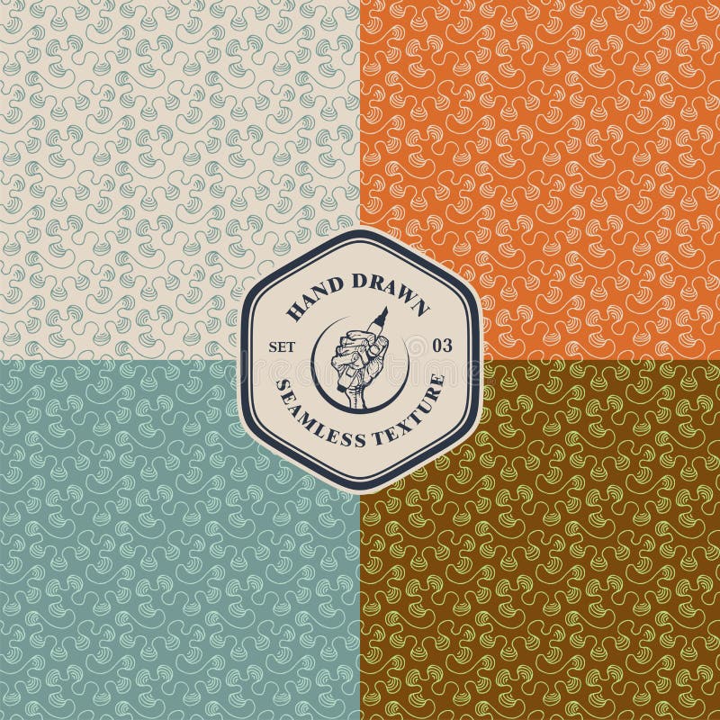 Hand Drawn Seamless Texture Set. Vector Illustration. Stock Vector ...