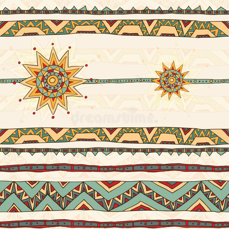 Hand Drawn Seamless Vector Abstract Ethnic Pattern Stock Vector ...
