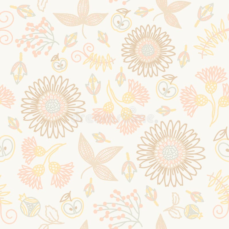 Hand Drawn Seamless Wallpaper Stock Vector - Illustration of backdrop ...