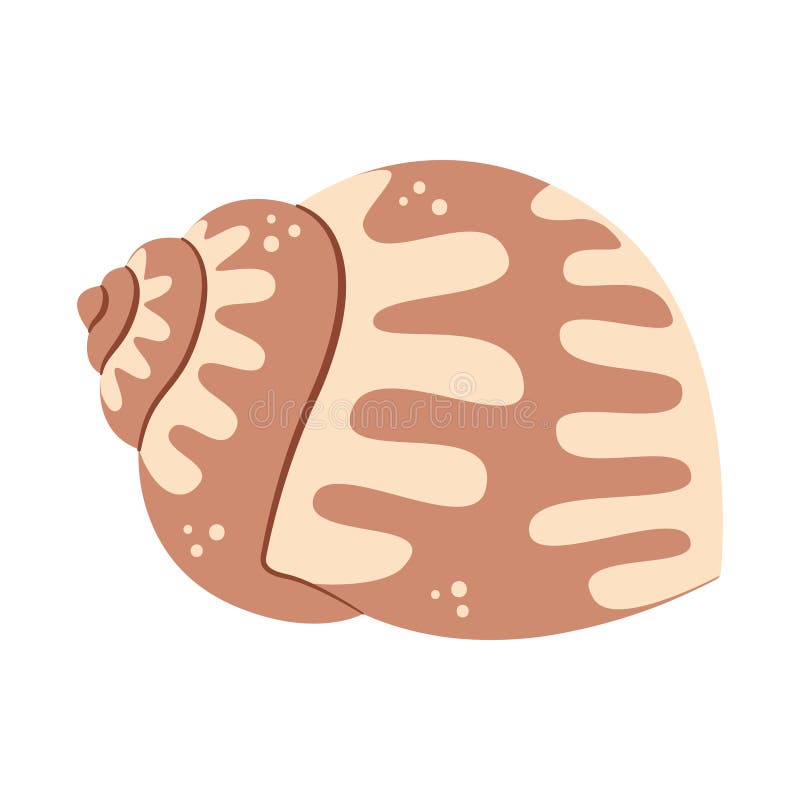 Seashell Hand Drawn. Cartoon Style Flat Illustration Seashell Isolated ...