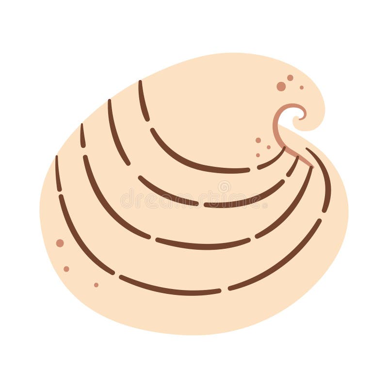 Seashell Hand Drawn. Cartoon Style Flat Illustration Seashell Isolated ...