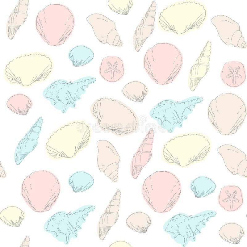 Pastel Seashells Clip Art stock illustration. Illustration of graphics ...