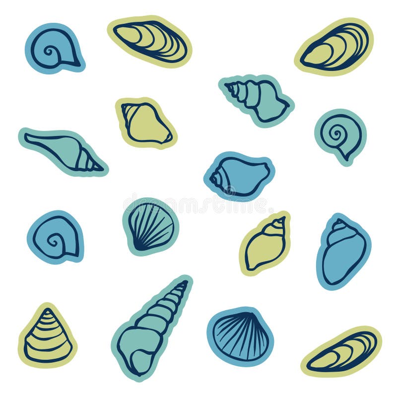 Hand drawn seashells set stock vector. Illustration of scallop - 109827824