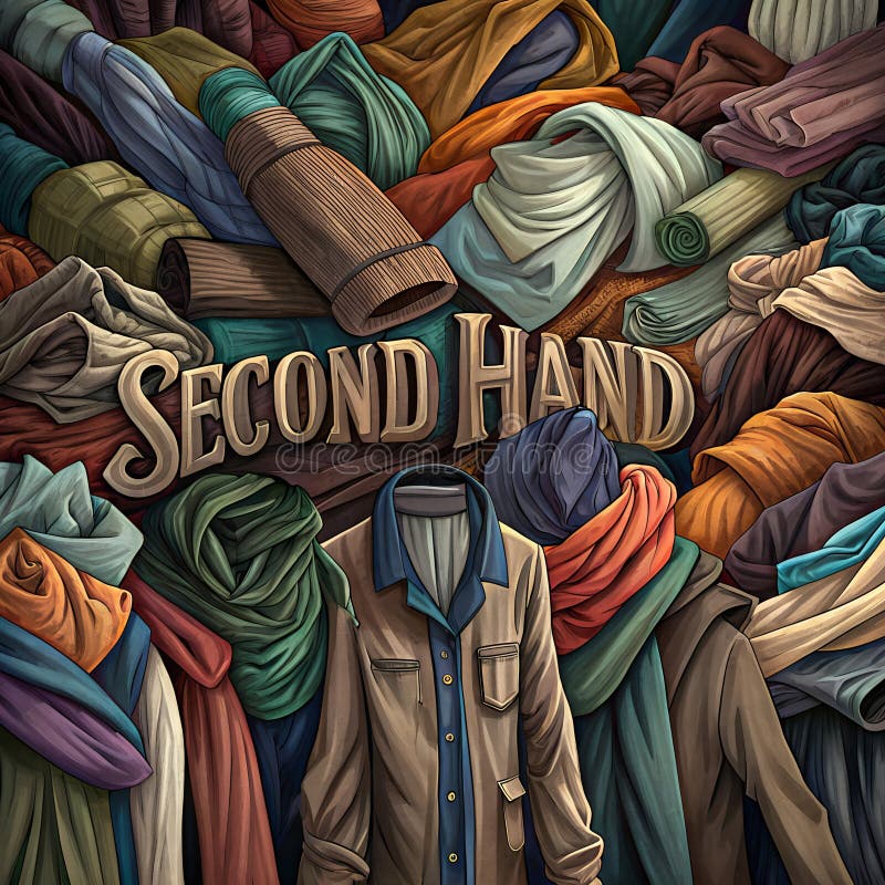 A Hand-Drawn Second-Hand Clothing Collection Poster Stock Illustration ...