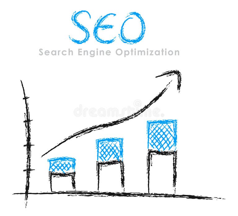 Hand-drawn SEO graph stock illustration. Illustration of search - 23078890