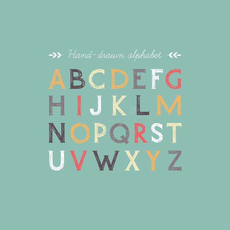 Hand drawn serif font. stock vector. Illustration of alphabet - 63343891