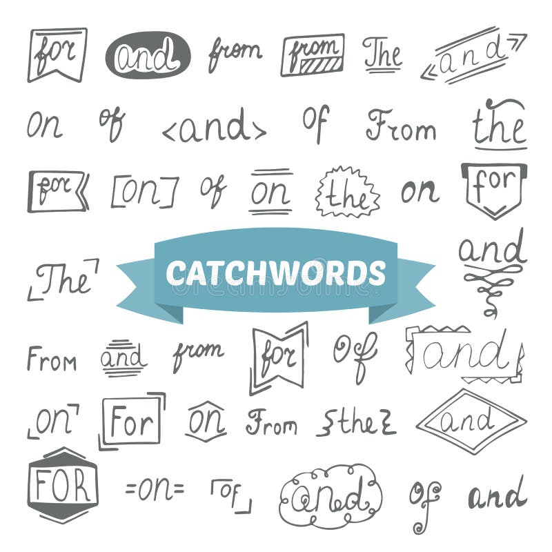 Hand Drawn Set. Catchwords Design Elements Stock Vector - Illustration ...