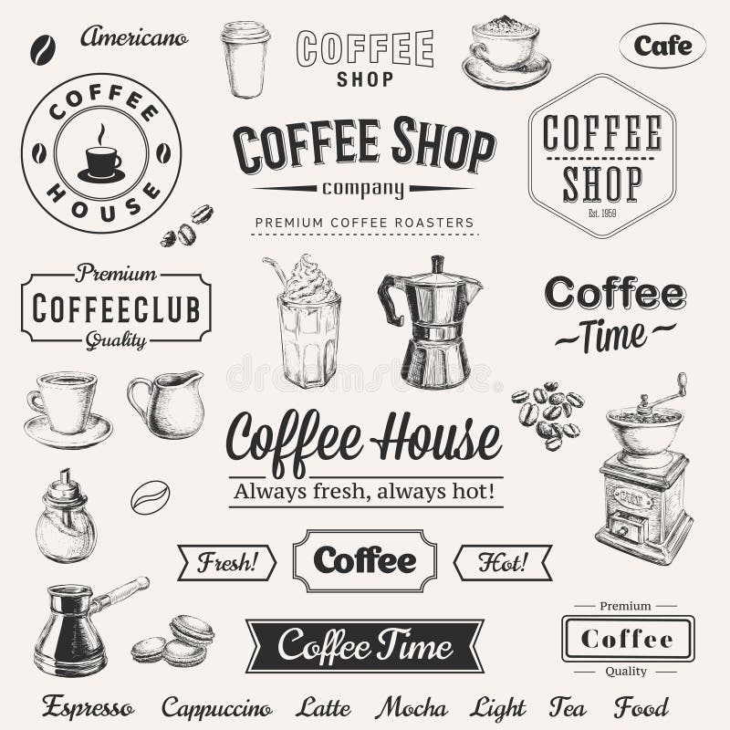 Hand Drawn Set Coffee Vector Illustration Stock Vector - Illustration ...