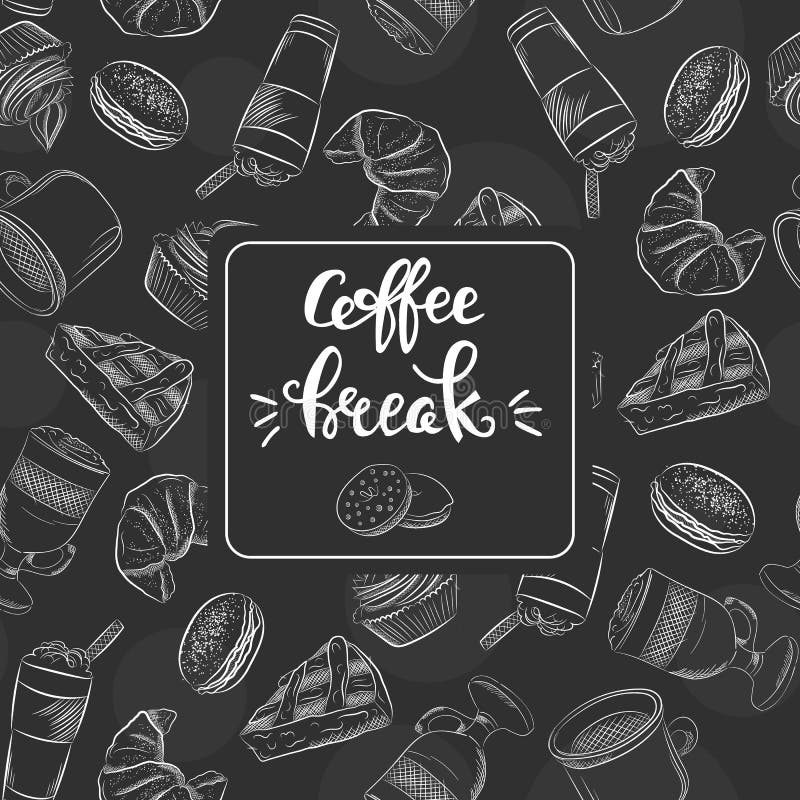 Hand Drawn Set Coffee Vector Illustration Breakfast. Vintage Coffee ...
