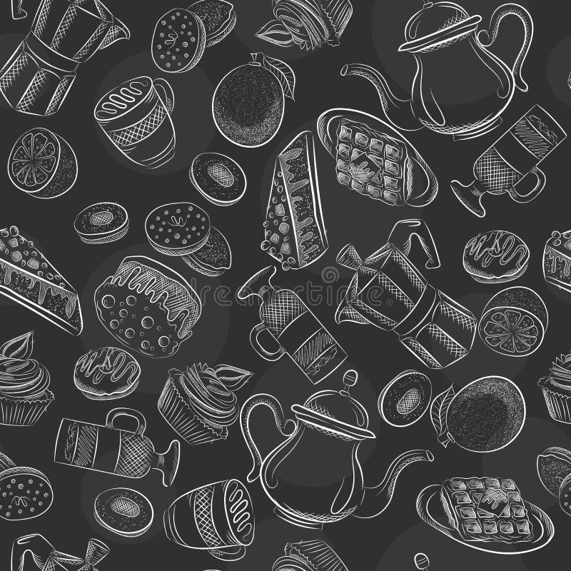 Hand Drawn Set Coffee Vector Illustration Breakfast. Vintage Coffee ...