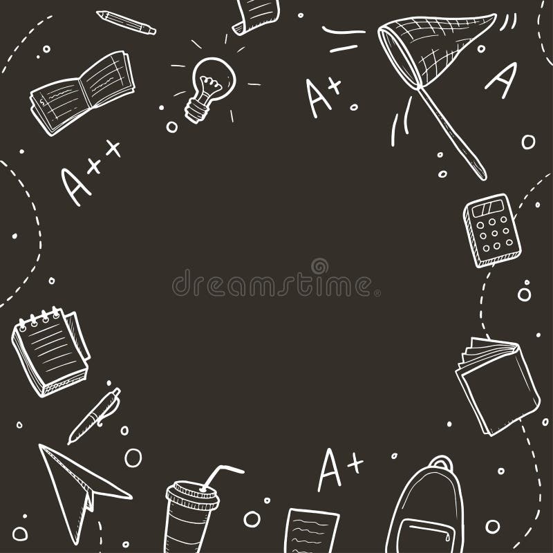 Hand Drawn Set Of College, School Study Elements. Doodle Style. Stock ...