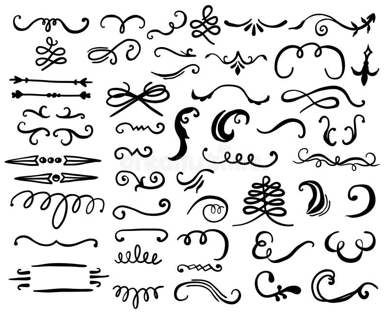 Hand Drawn Set of Design Elements Stock Vector - Illustration of ...