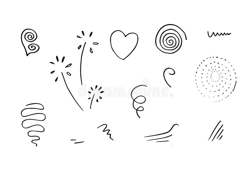 Hand Drawn Set Element,black on White Background.heart,light,emphasis ...