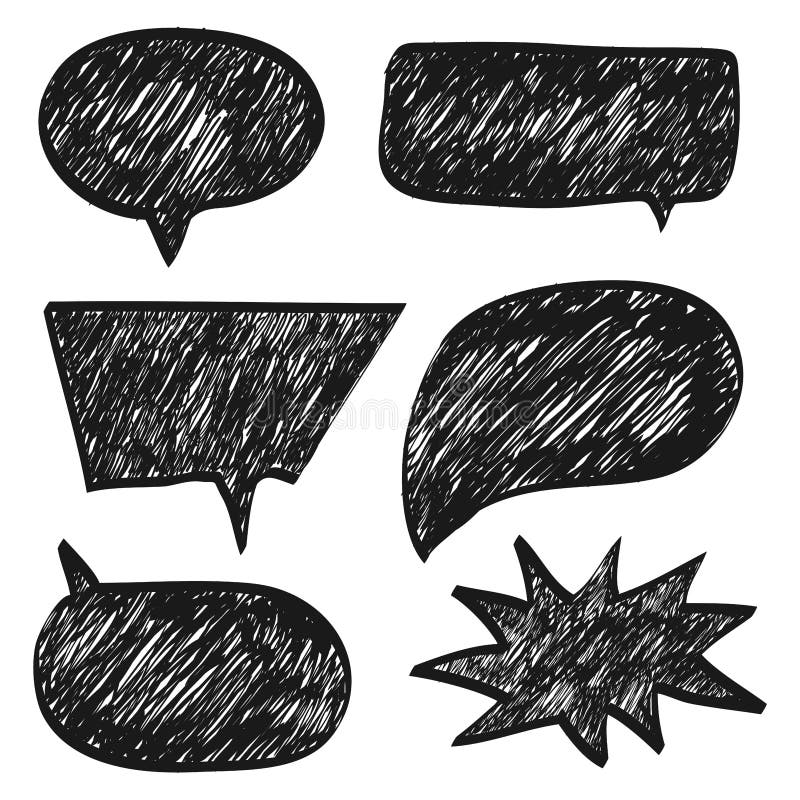 Hand Drawn Set of Empty Comic Speech Bubbles Stock Vector ...