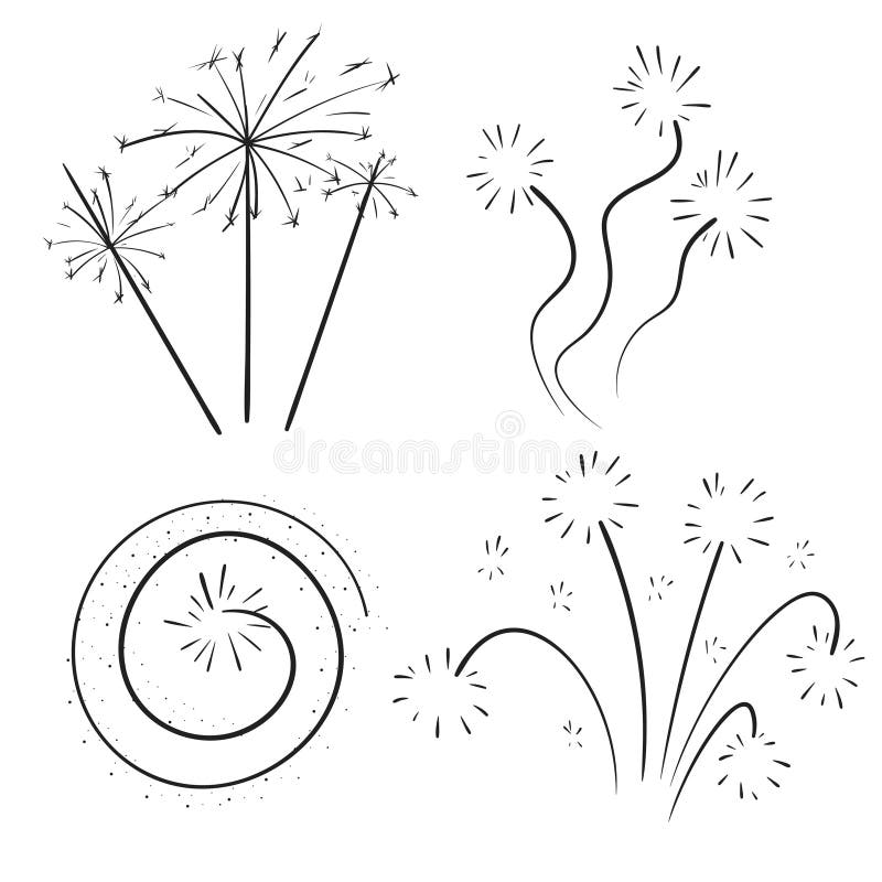 Hand Drawn Set of Fireworks. Stock Vector - Illustration of emphasis ... Hand Drawn Set of Fireworks. Stock Vector - Illustration of emphasis ...