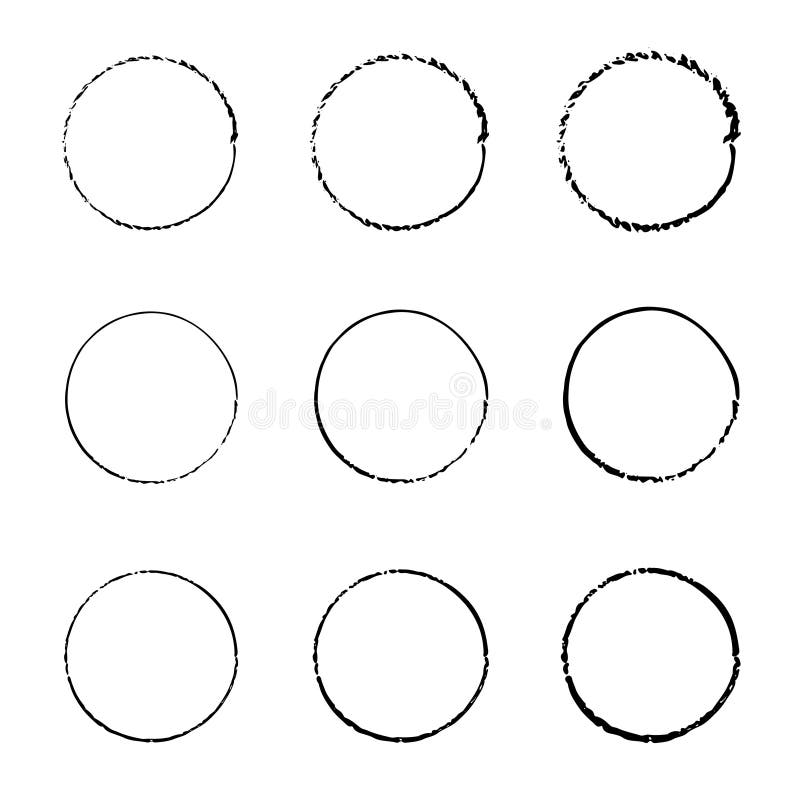 Hand Drawn Set of Objects. Vector Grunge Round Shapes. Simple Hand ...