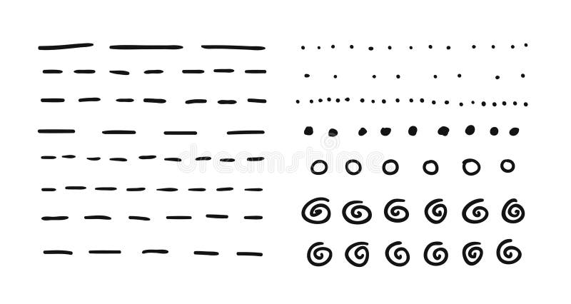 Hand Drawn Set of Objects for Design Use. Black Vector Doodle Dotted ...