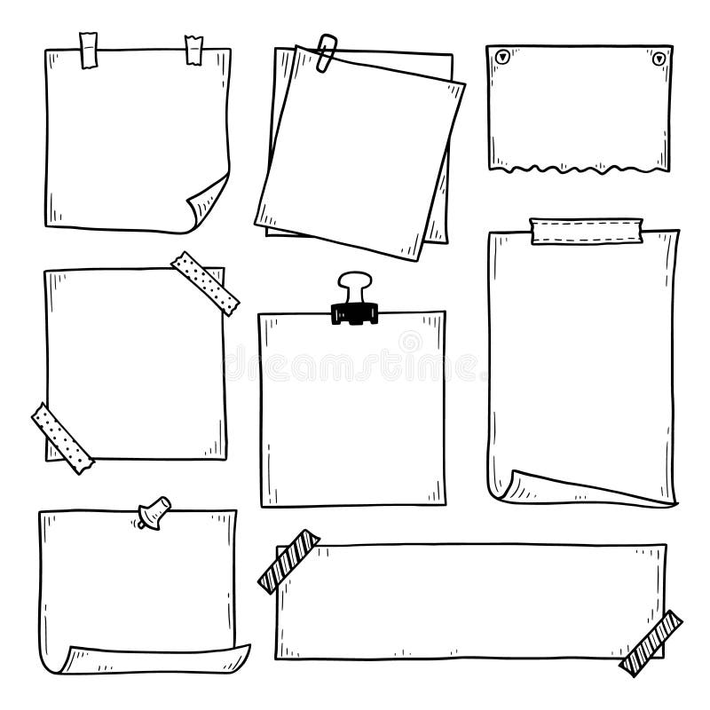 Hand Drawn Set of Paper Memo Sticky. Doodle Stock Vector - Illustration ... Hand Drawn Set of Paper Memo Sticky. Doodle Stock Vector - Illustration ...