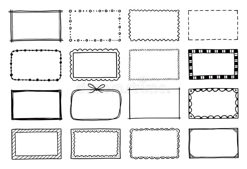 Hand Drawn Set of Rectangle Frame. Stock Vector - Illustration of ...