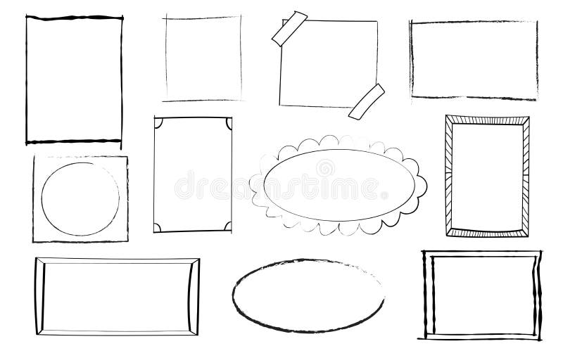 Hand Drawn Set of Simple Frames and Borders with Different Shapes ...