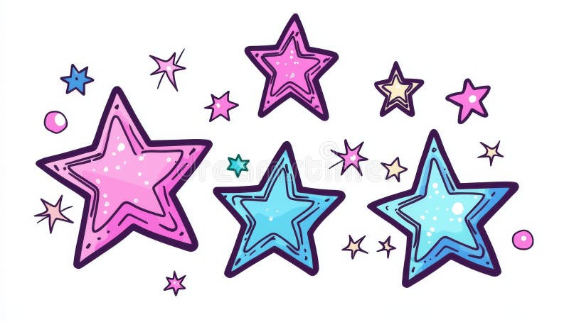 A Hand-drawn Set of Star Doodles with a Sparkling Shine. these Stars ...