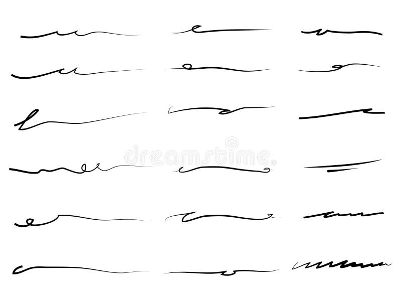 Hand Drawn Set of Underline, Curly Swishes Stock Vector - Illustration ...