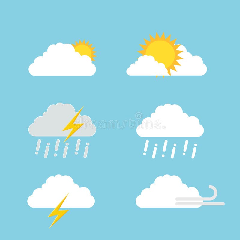 Hand Drawn Set of Weather Cloud Effects Collection Stock Vector ...