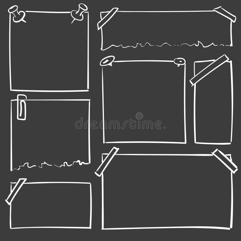 Hand Drawn Sheets of Paper. Cartoon Vector Square and Round Borders ...